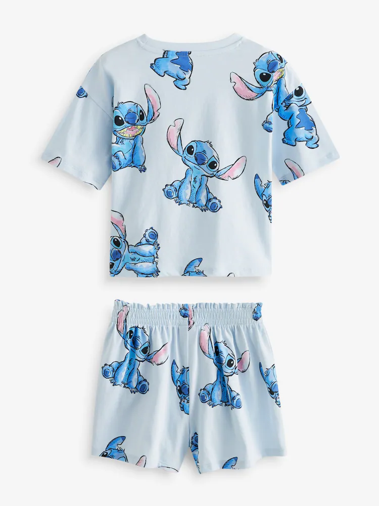 Blue Lilo And Stitch License 100% Cotton Short Pyjamas (2-16yrs)