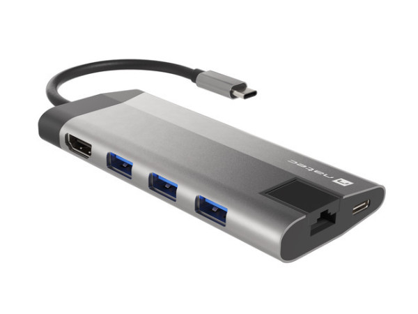 FOWLER PLUS, USB Type-C 6-in-1 Multi-port Adapter (USB3.0 Hub + HDMI + PD + SD/MicroSD card reader + Gigabit LAN), Max. ( NMP-1690 )