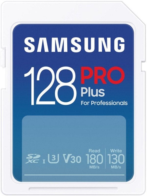 SD Card 128GB, PRO Plus, SDXC, UHS-I U3 V30 Class 10, Read up to 180MB/s, Write up to 130 MB/s, for 4K and FullHD video ( MB-SD128S/EU )
