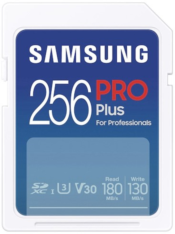SD Card 256GB, PRO Plus, SDXC, UHS-I U3 V30 Class 10, Read up to 180MB/s, Write up to 130 MB/s, for 4K and FullHD video ( MB-SD256S/EU )