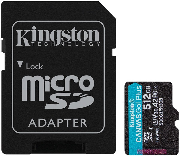 MicroSD 512GB, Canvas Go! Plus, Class10 UHS-I U3 V30 A2, Read up to 170MB/s, Write up to 90MB/s, for 4K and FullHD video ( SDCG3/512GB )