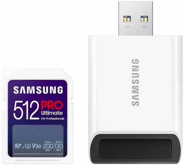 SD Card 512GB, PRO Ultimate, SDXC, UHS-I U3 V30, Read up to 200MB/s, Write up to 130 MB/s, for 4K and FullHD video recor ( MB-SY512SB/WW )