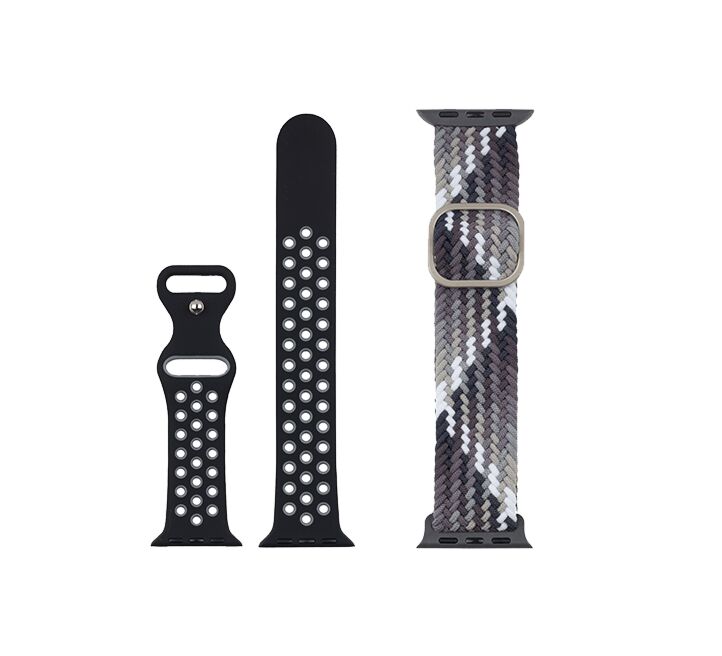 Just in Case 2u1 Narukvica 42-45 mm SILIKON crna + TEKSTIL siva