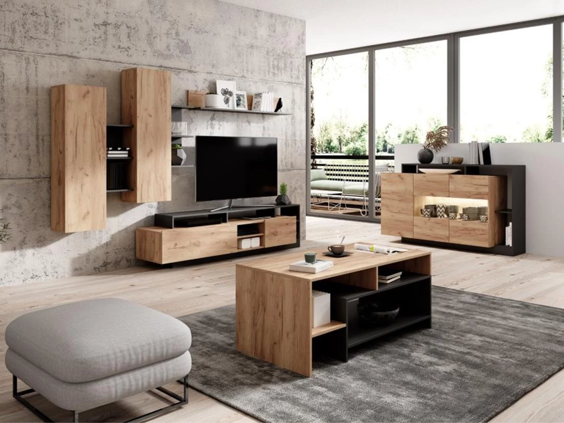 Alva regal 260x43,6x171,5 cm zlatni hrast/antracit