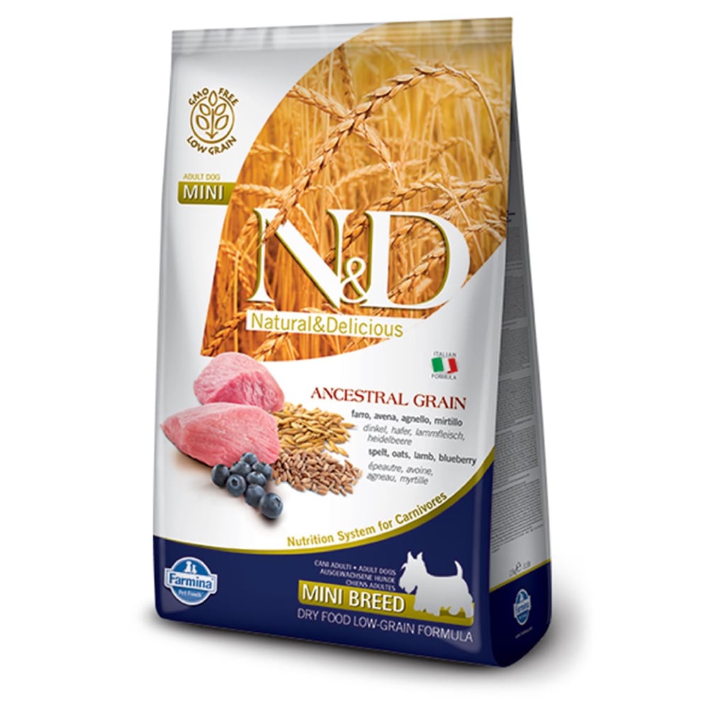 N&D ANCESTRAL GRAIN Lamb and Blueberry Mini 2.5 kg Hrana za pse