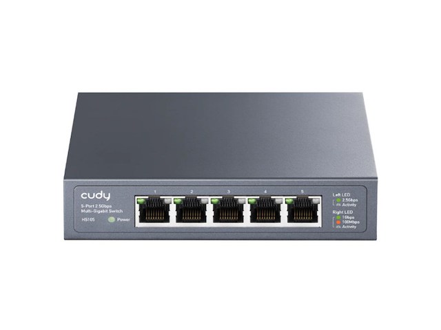 Cudy HS105 5-Port 2.5G Unmanaged Metal Switch za NAS zahteve koji zahtevaju intenzivnu propusnost