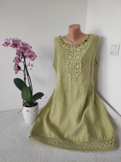Zelena lanena haljina vel XL/XXL