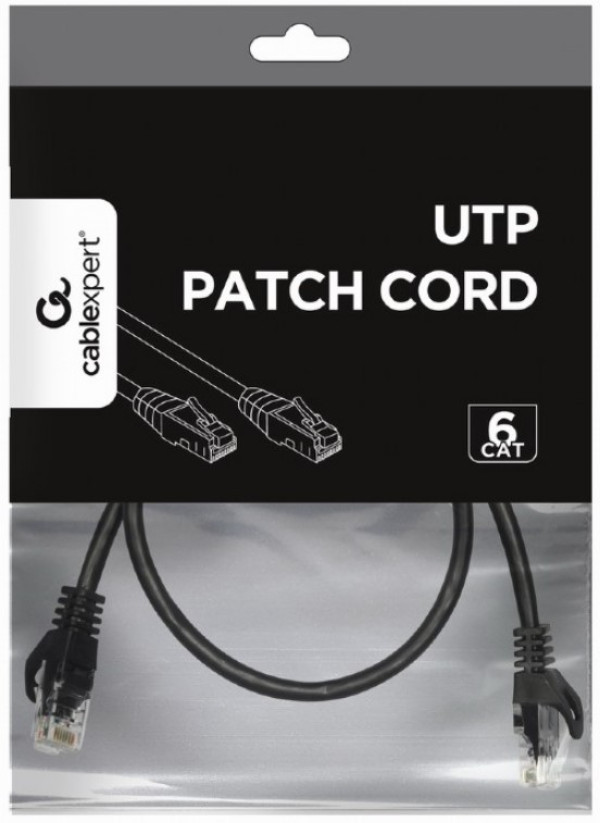 PP6U-0.25M/BK Gembird Mrezni kabl, CAT6 UTP Patch cord 0.25m black