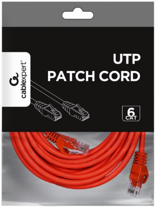 PP6U-5M/R Gembird Mrezni kabl, CAT6 UTP Patch cord 5m red