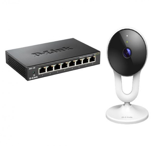 D-Link 8-Port neupravljiv Switch DGS-108E + WI-FI Kamera