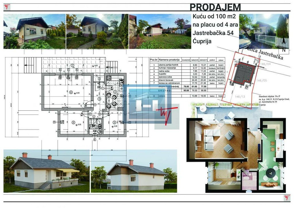 Prodaje se kuca površine 111m2 na placu od 4 ara u Ćupriji. Izuzetna lokacija