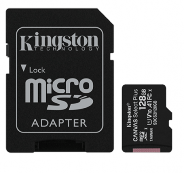 Kingston Micro SD Card 128GB + Adapter Class 10 SDCS2/128GB