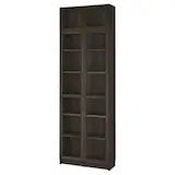 Biblioteka sa stak.vratima/dod.elem, tamnosmeđa im. hrastovine/bistro staklo, 80x30x237 cm