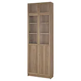 Biblioteka sa staklenim vratima, im. hrastovine/bistro staklo, 80x30x237 cm