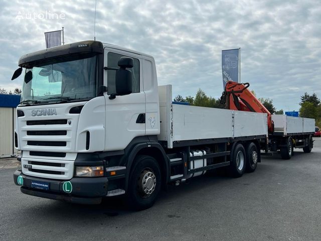 Scania R420 kamion s ravnom platformom + prikolica sa ravnom platformom