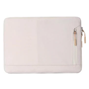 WATER RESISTANT ELEGANT OXFORD LAPTOP SLEEVE W. SIDE POCKET - 14.6" - BEIGE