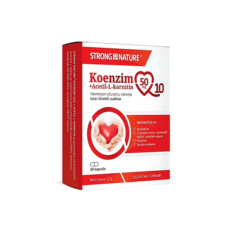 STRONG NATURE® Koenzim Q10 50 mg + Acetil-L-Karnitin 500 mg 30 Kapsula