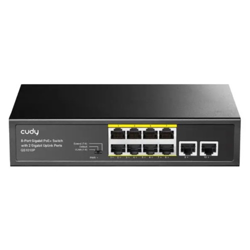 Cudy 8-GbE PoE, 2 Uplink GbE + 2 Uplink SFP Switch | GS1010PS2