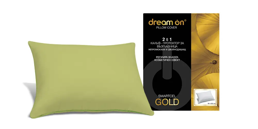 "Dream On" Smartcel Gold Navlaka za jastuk, Zelena, 70x140 cm