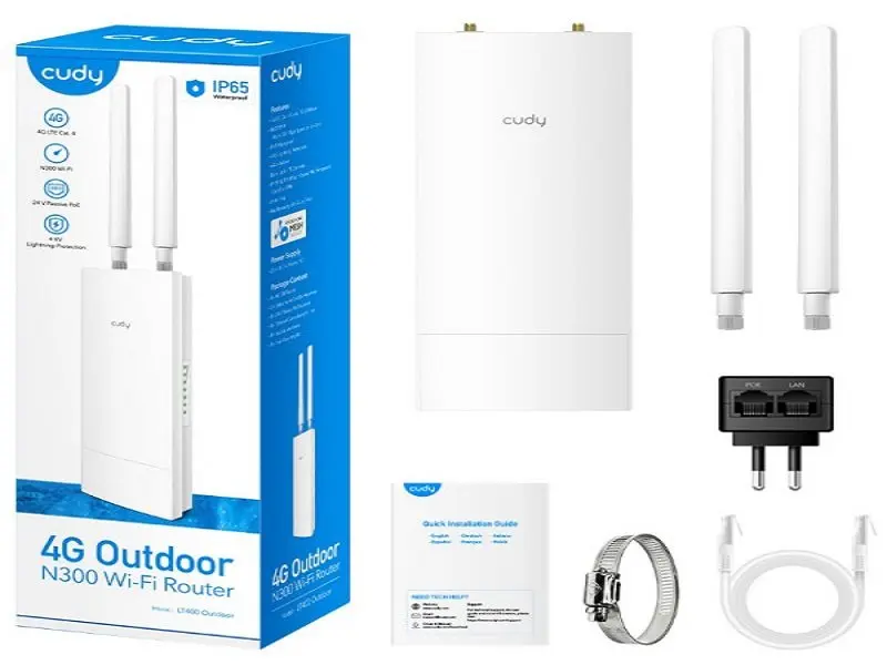 CUDY LT500 Wi-Fi ruter Outdoor 4G LTE Cat 4 AC1200, Nano SIM Slot