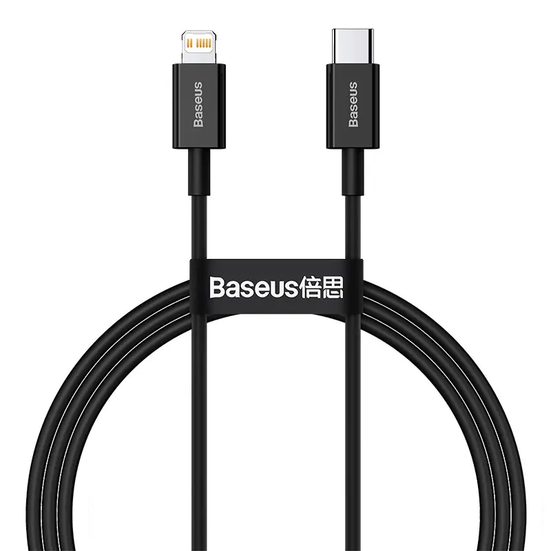 BASEUS USB kabl Superior PD Fast Charging Type-C na Lightning 20W 1m crni