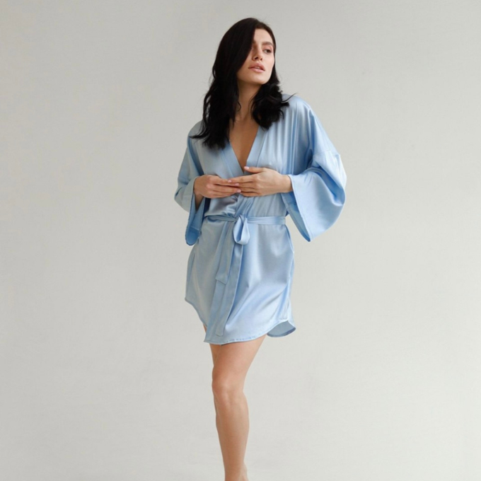 100% Svileni Kimono Baby Blue