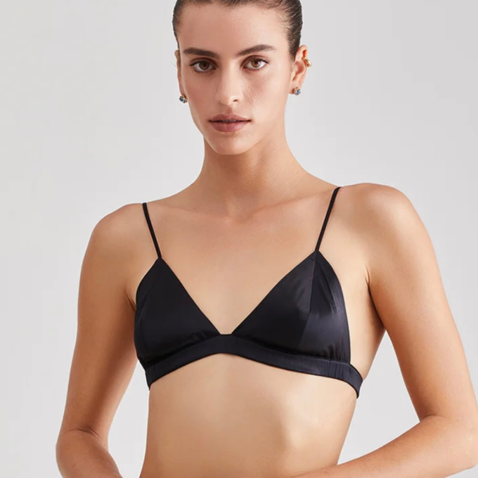 100% Svileni Bralette Black