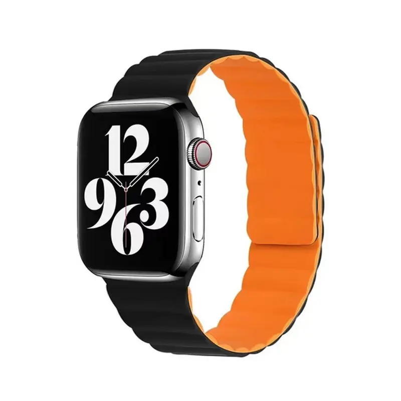 Silikonska narukvica za Apple Watch sa magnetom, Crno narandžasta 42/ 44/ 45/ 49 mm