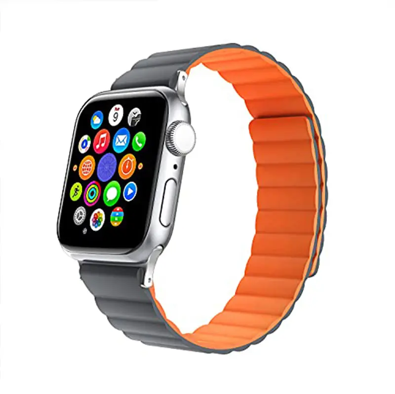 Silikonska narukvica za Apple Watch sa magnetom sivo narandžasta 42/ 44/ 45/ 49 mm