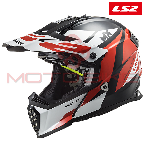 Kaciga LS2 Cross MX437 FAST EVO STRIKE crno crveno bela L