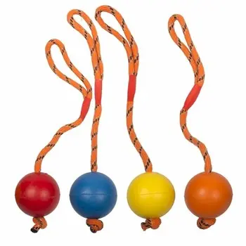 Duvo+ Igračke za pse, Guma Ball With Rope Mix 30cm O6cm, Crvena
