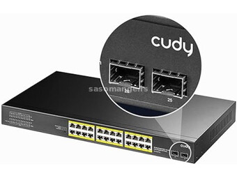 Cudy GS1026PS2 24-Port Gigabit PoE+ Switch with 2 Uplink Gigabit Ports and 2 Gigabit SFP Slots 300W