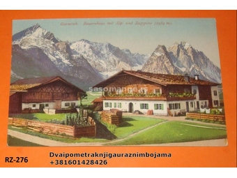 Postkarte Garmisch Partenkirchen in Oberbayern, Bauernhaus mit Alp- und Zugspitze (RZ-276)