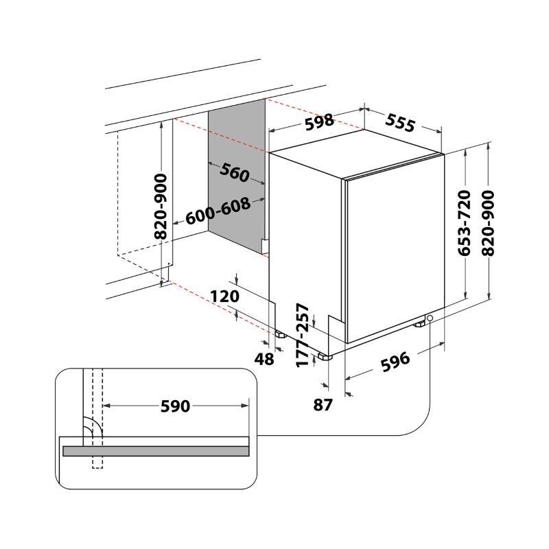 WHIRLPOOL WI 7020 P ugradna mašina za pranje sudova