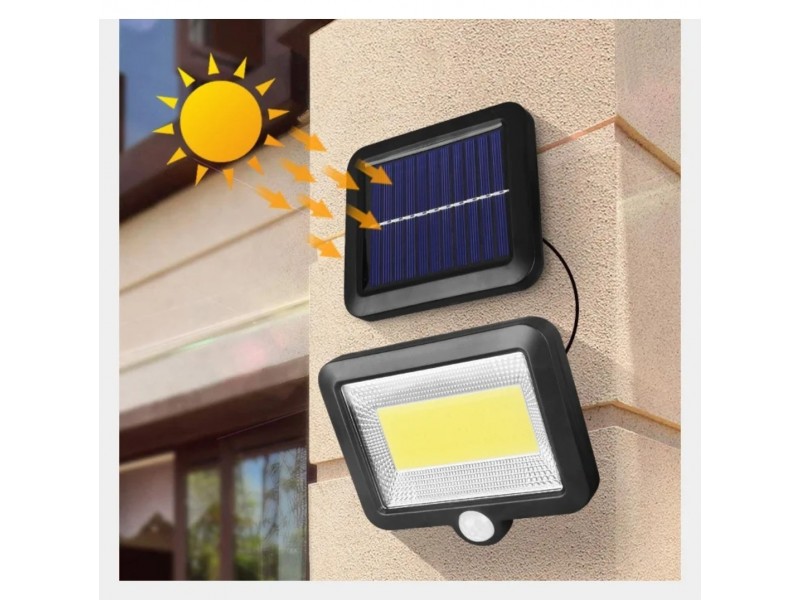 Solarni LED reflektor, odvojiv panel+3moda+daljinski
