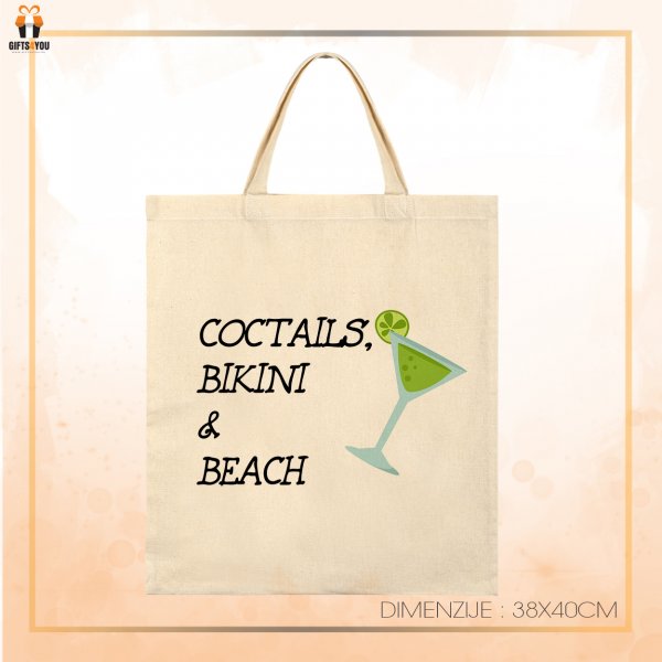 Pamučna torba - Coctails, Bikini and Beach
