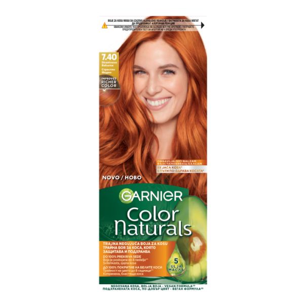 GARNIER Color Naturals Boja za kosu 7.40, stastveno bakarna