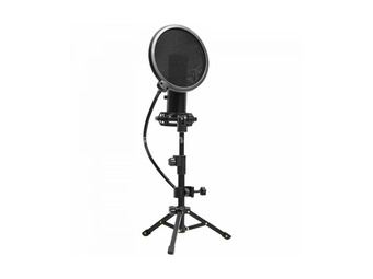 LORGAR Voicer 721, Gaming Microphone, Black, USB condenser microphone with tripod stand and pop f...