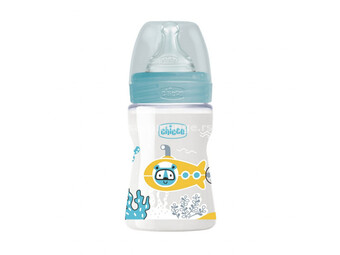 CHICCO WB PLASTIČNA FLAŠICA 150ML, SILIKON, PLAVA