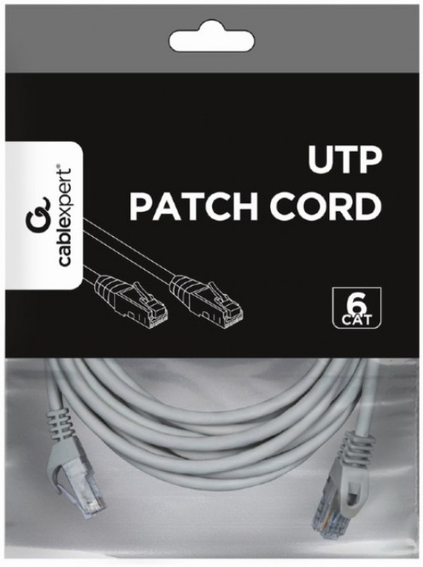 PP6U-5M Gembird Mrezni kabl, CAT6 UTP Patch cord 5m grey