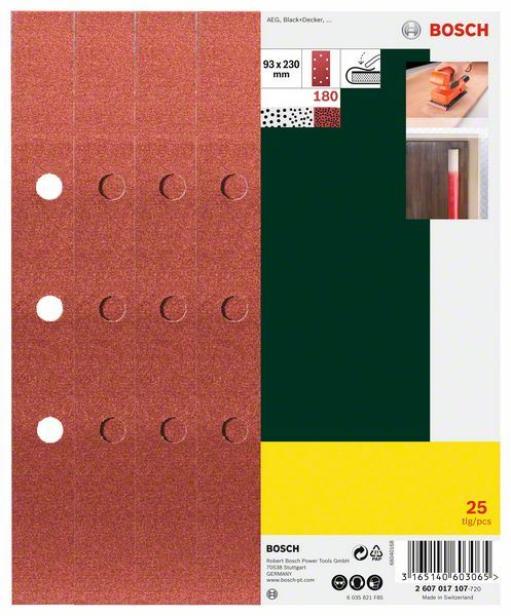 25-delni set brusnih listova za vibracionu brusilicu, zatezanih, granulacija 180 Bosch 2607017107