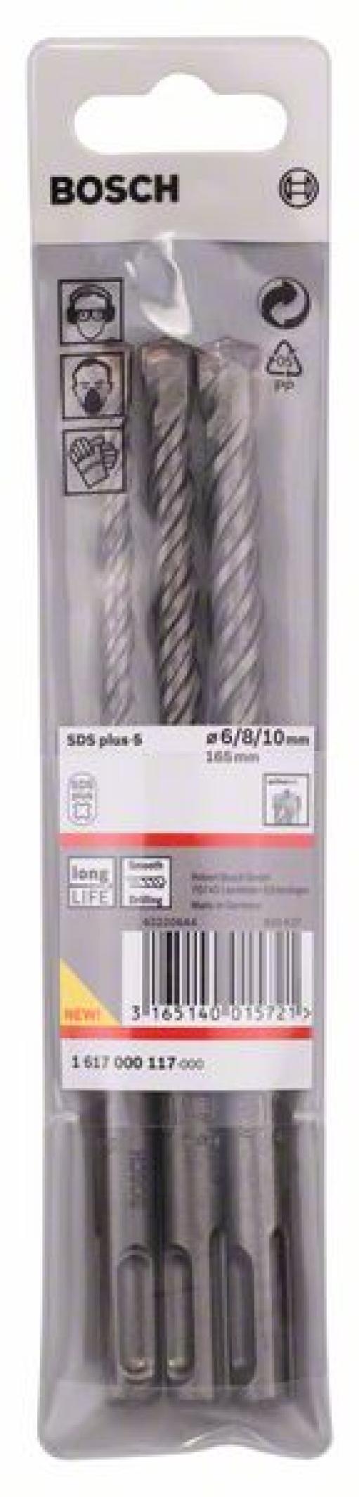 3-delni set hamer burgija SDS plus-5 Bosch 1617000117, Ø 6,8,10 x 115mm