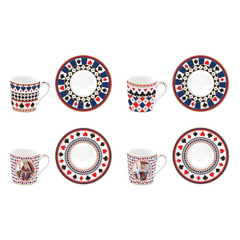 Pozzi Milano Casino Royale Set of 4 Porcelain Coffee Cups & Saucers – Šoljica sa tacnom 4/1