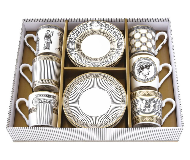 Pozzi Milano Palladium Set of 6 Porcelain Coffee Cups & Saucers – Šoljica sa tacnom 6/1