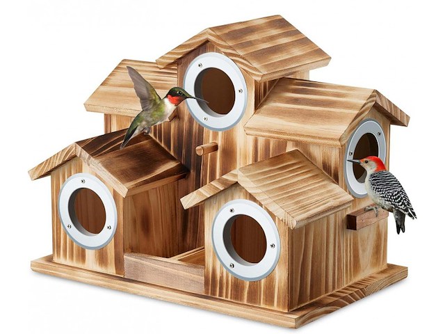 Drvena kucica sa 5 soba za ptice - Kucica / Hranilica