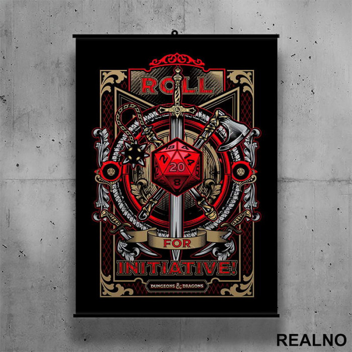 ROLL FOR INITIATIVE - D&D - DUNGEONS AND DRAGONS - POSTER SA NOSAČEM