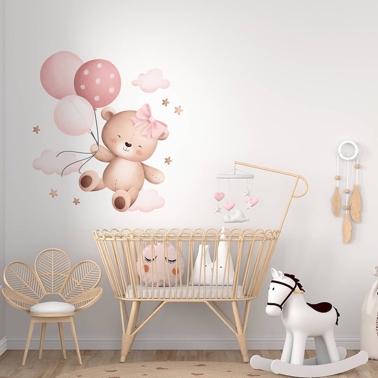 Cute teddy bear with balloons