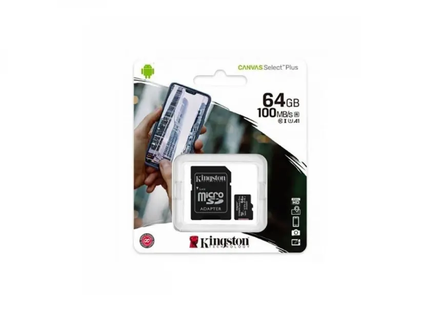 Memorije kartice KINGSTON SDCS2/64GB/microSDXC/64GB/Class10 U1/80MB/s-10MB/s+adapter