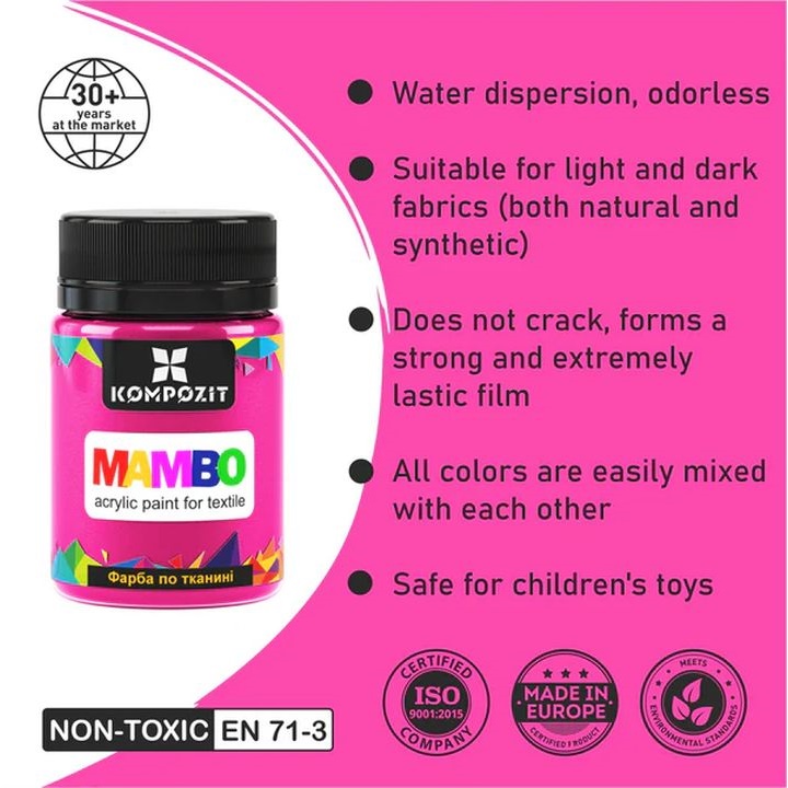 MAMBO Fluorescentna boja za tekstil i kožu 50 ml | Various Shades