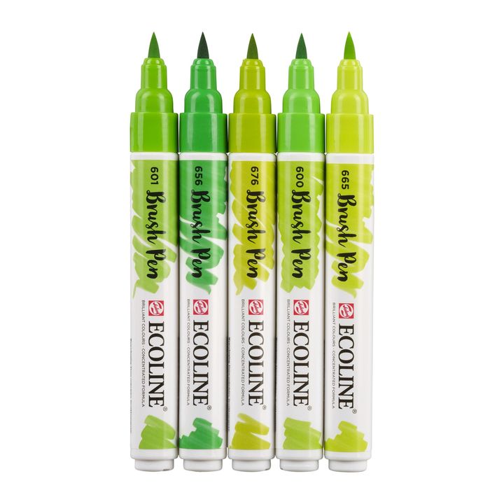 Akvarel olovke Ecoline Brush Pen Green | Set od 5 komada | Set od 5 komada